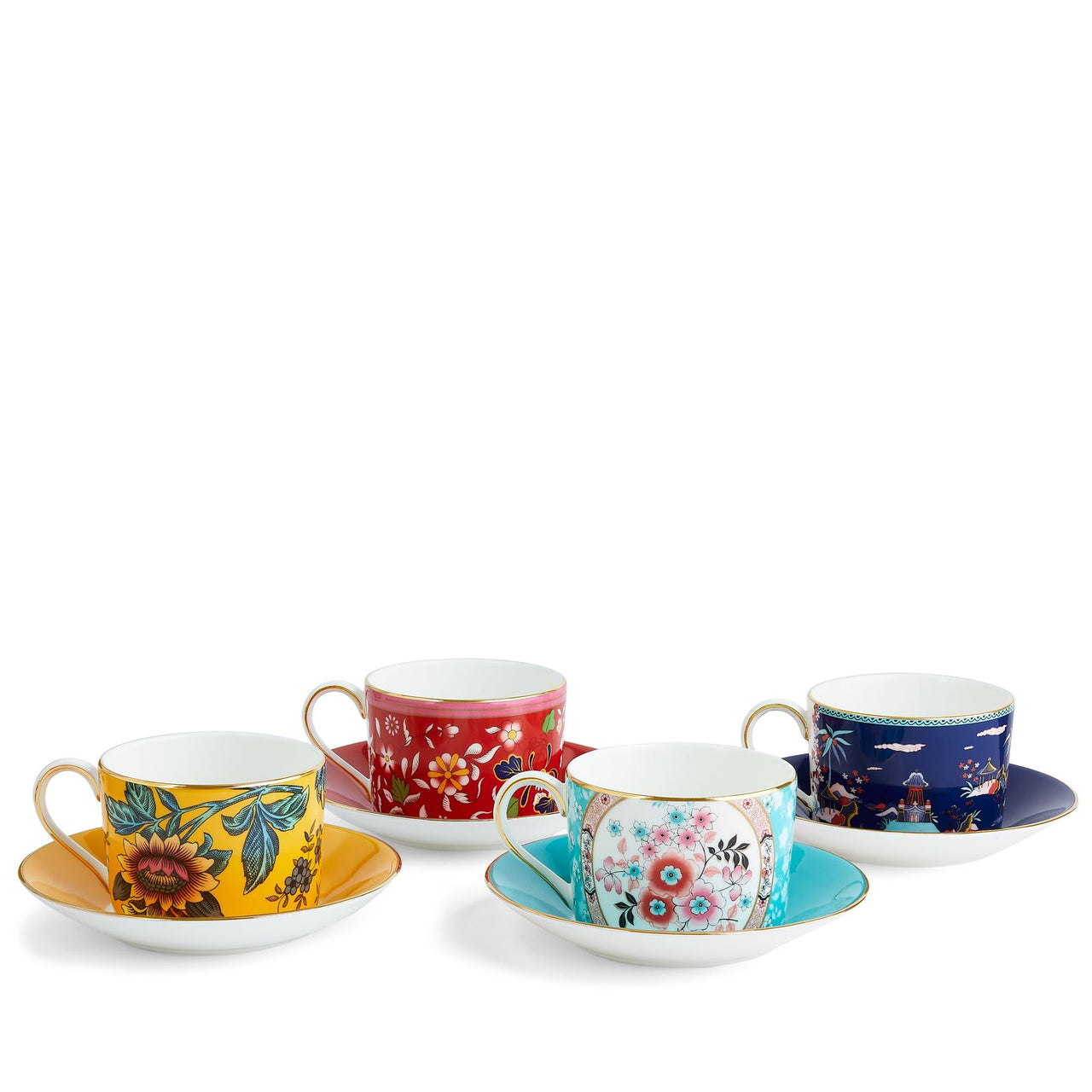 Wonderlust Teacup & Saucer, Set of 4 | Wedgwood
